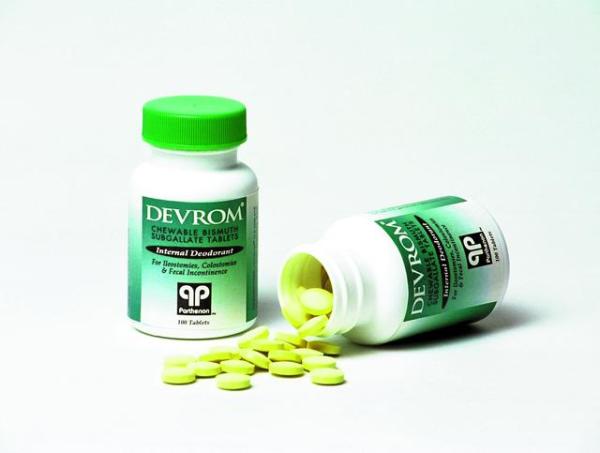Devrom Tablets - Bottle of 100 | Ostomy Odor Control & Deodorant Drops