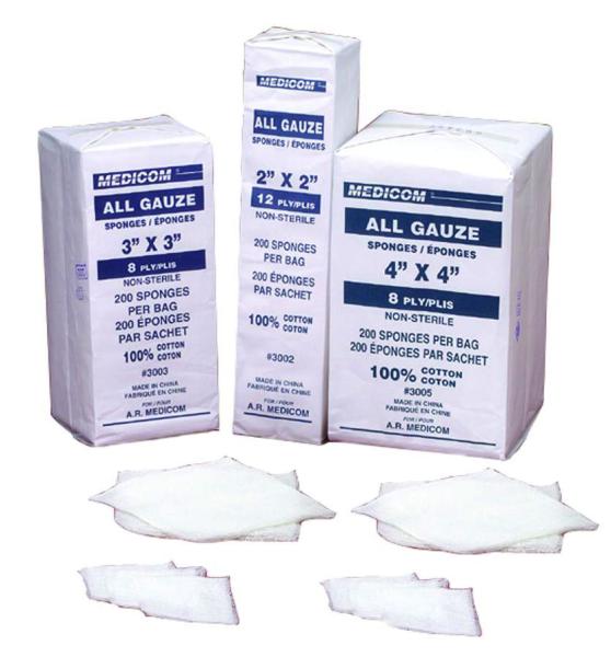 AMD-Ritmed General Purpose Medical Grade Cotton Gauze - 8 ply - 4" x 4 ...